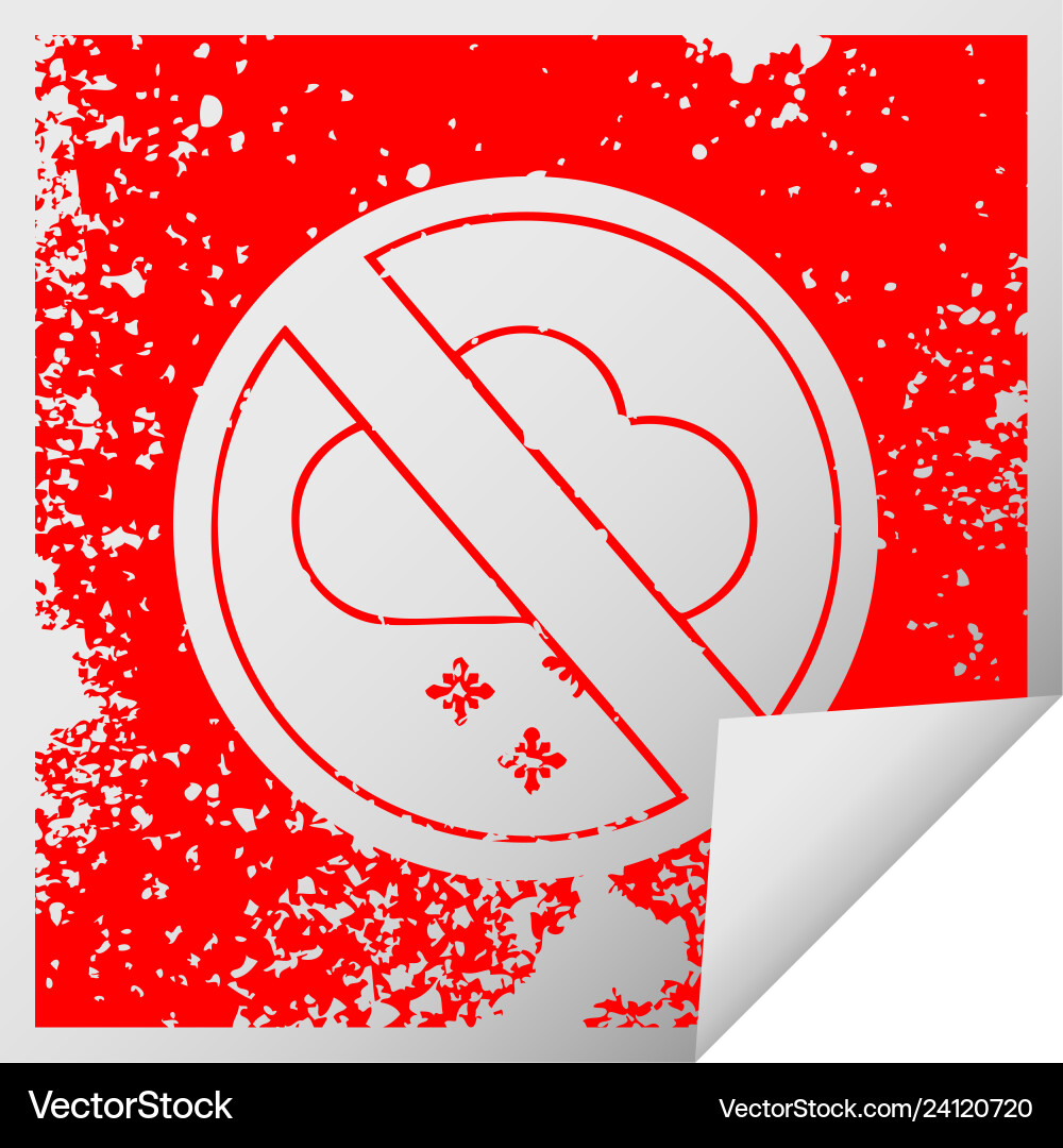 Distressed square peeling sticker symbol no snow Vector Image