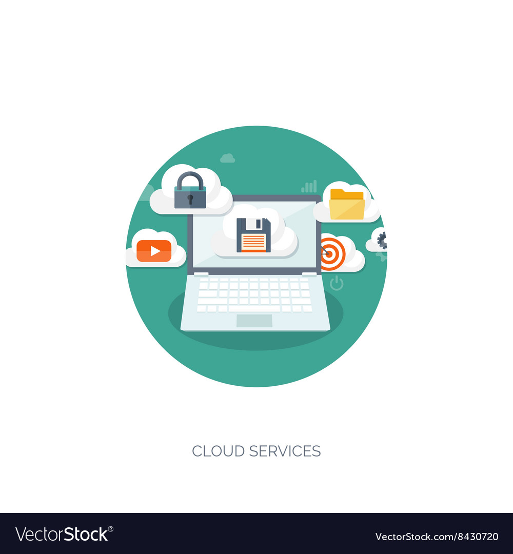 Flat cloud computing Royalty Free Vector Image
