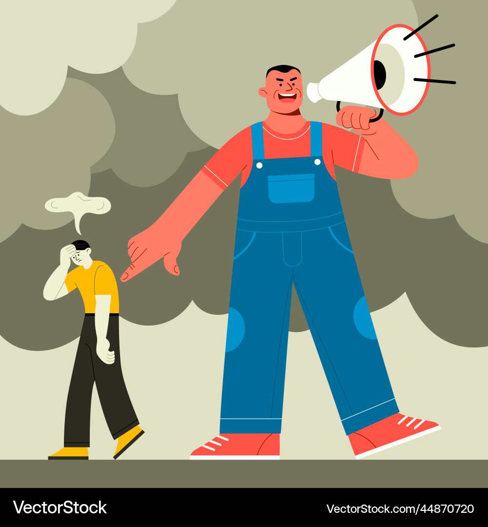 Flat person being shamed blamed Royalty Free Vector Image