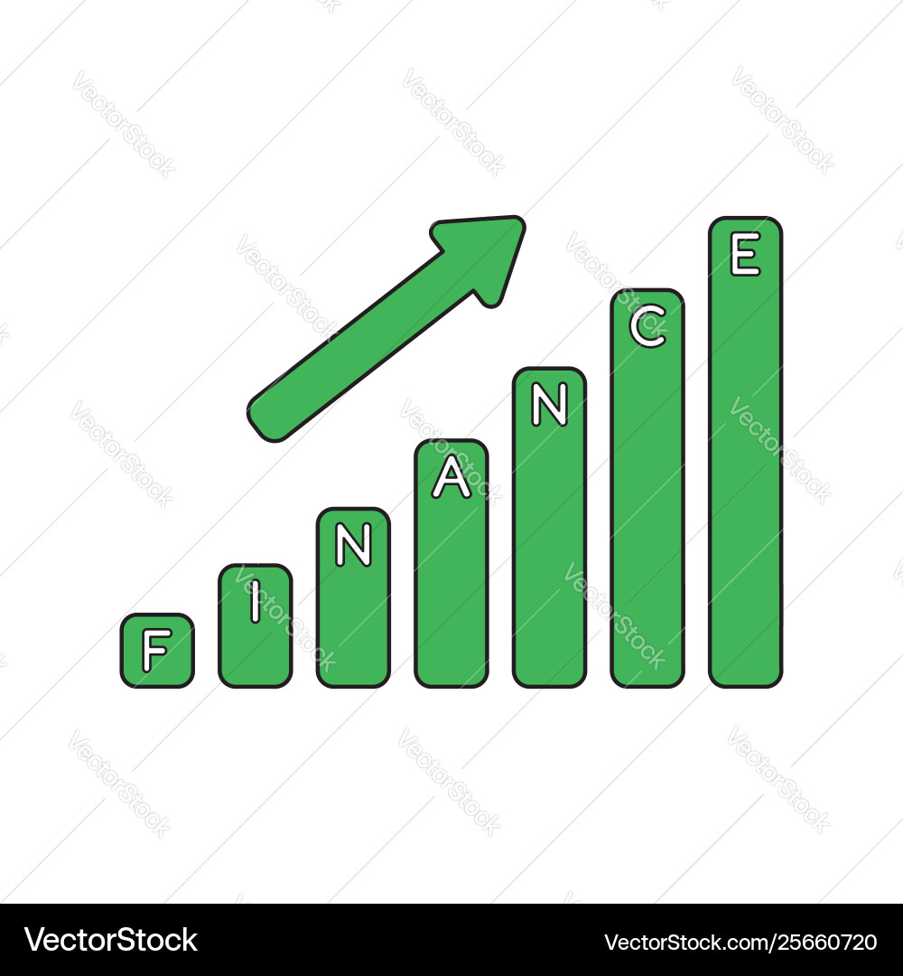 Icon concept finance sales bar graph up Royalty Free Vector