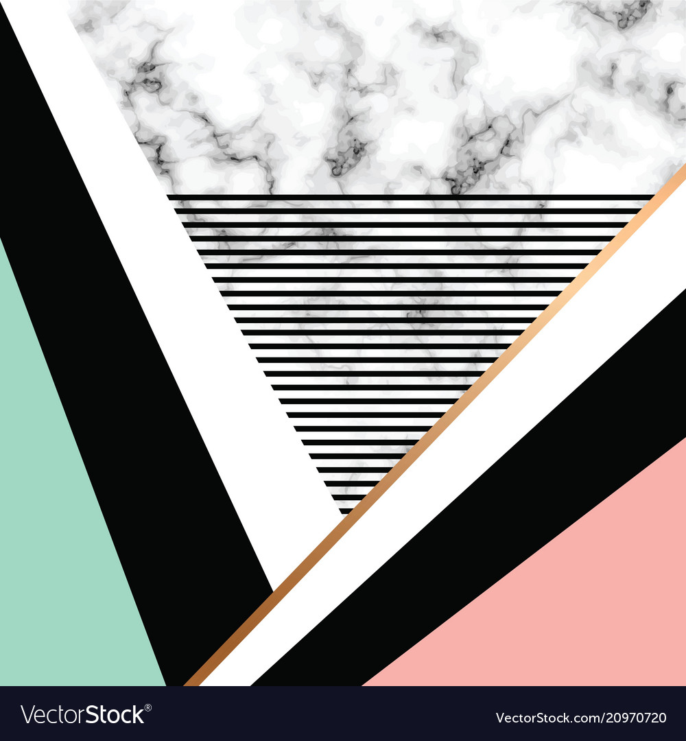 Marble texture design with golden geometric lines Vector Image