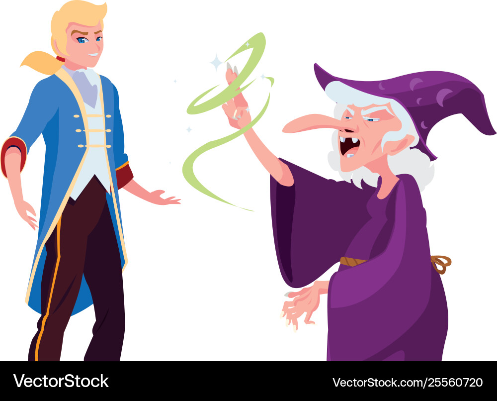 Prince charming and witch tales character Vector Image