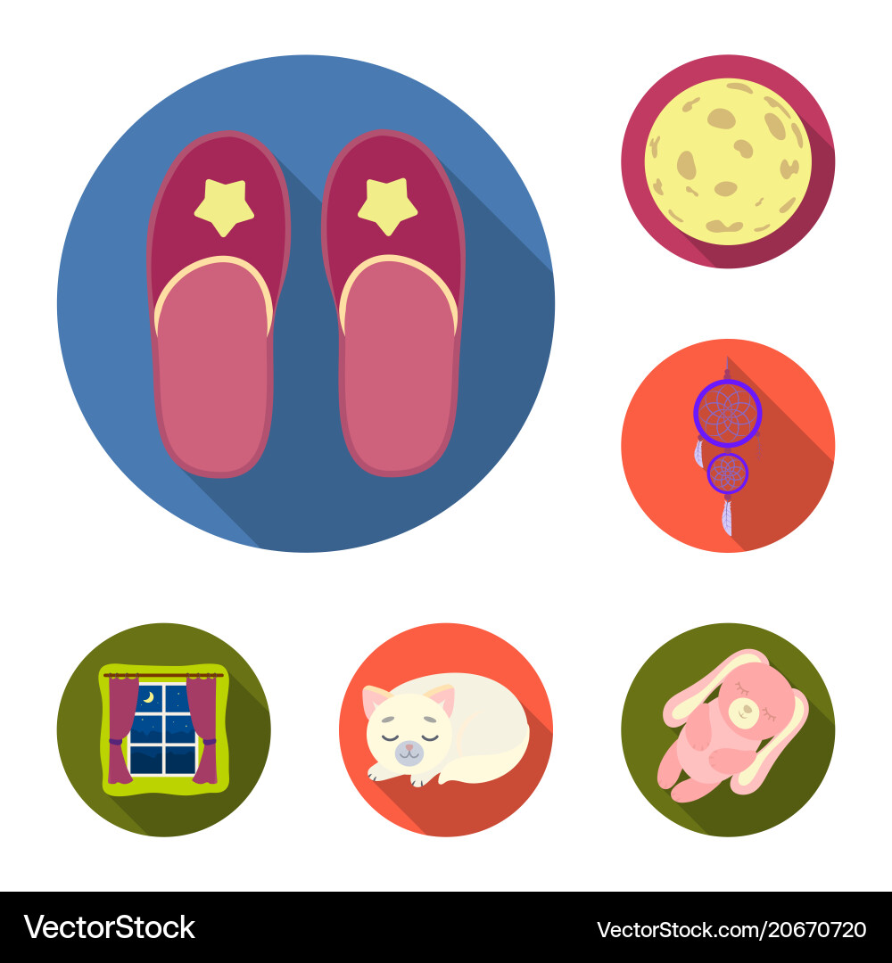 Rest and sleep flat icons in set collection Vector Image