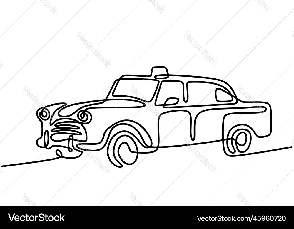 Retro car in continuous line art drawing style Vector Image