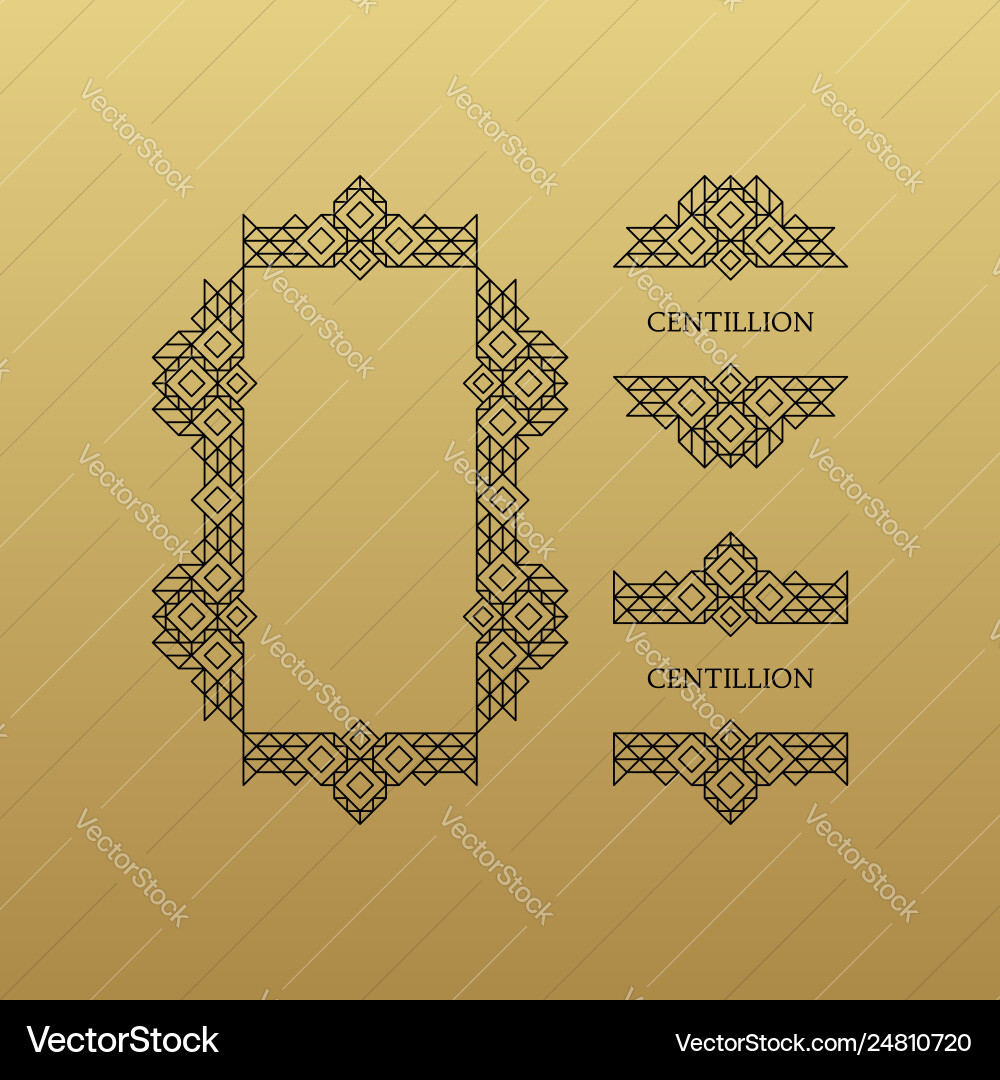 Retro frame with place for text line art design Vector Image