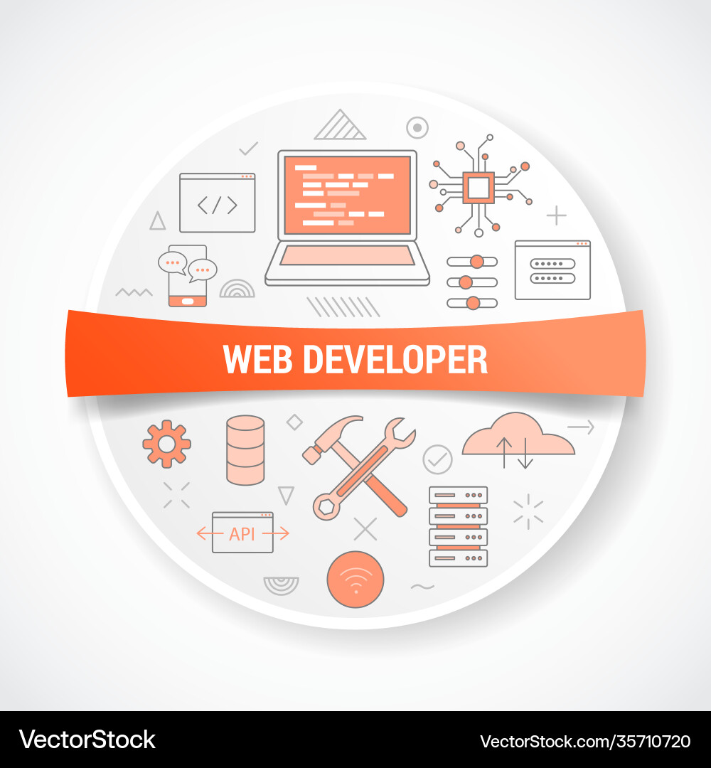 Web website developer with icon concept Royalty Free Vector