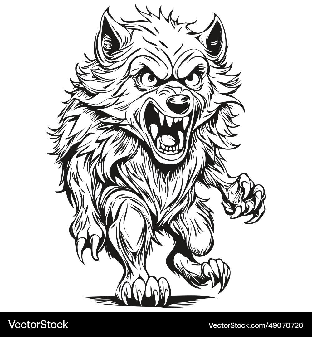 Werewolf in black and white Royalty Free Vector Image