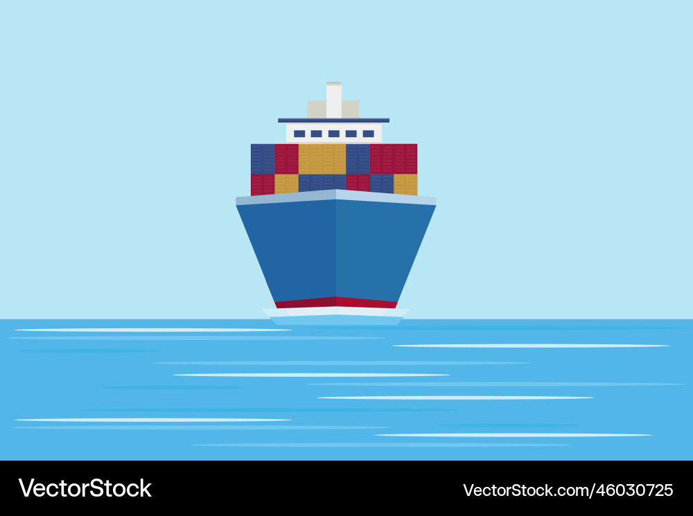 A cargo ship is sailing on the sea Royalty Free Vector Image