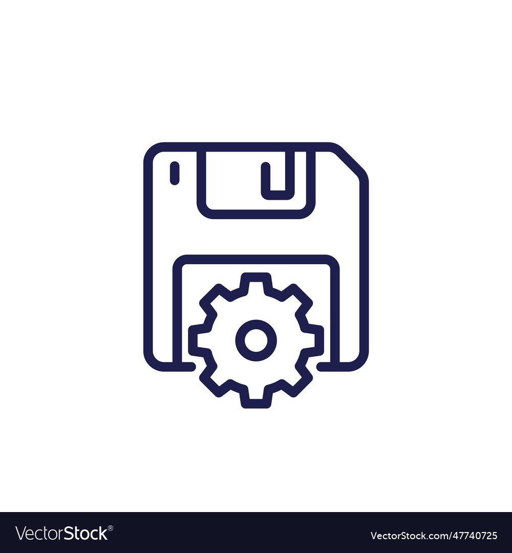 Backup settings line icon with a floppy disk Vector Image