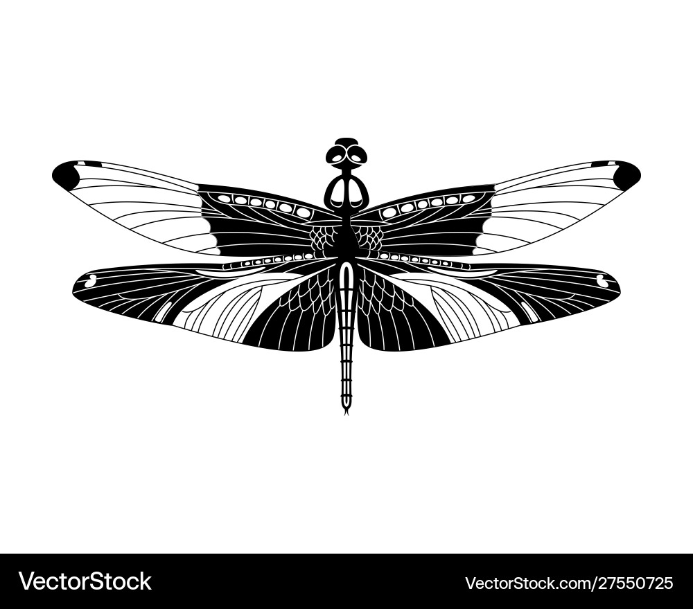 Black dragonfly icon isolated on white Royalty Free Vector