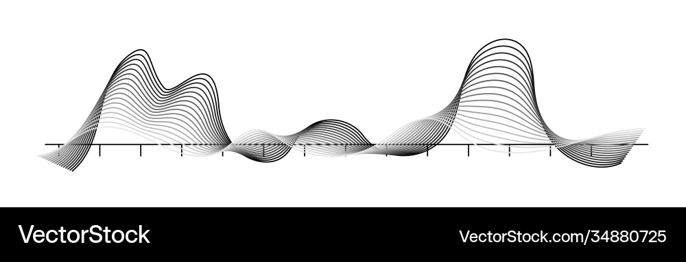 Black rhythmic sound wave isolated on white Vector Image