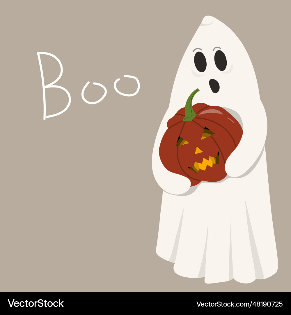 Childish spooky boo character Royalty Free Vector Image