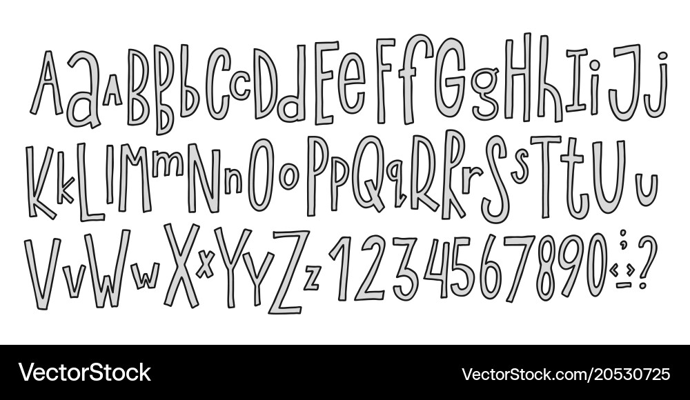 Doodle simple kids alphabet Royalty Free Vector Image