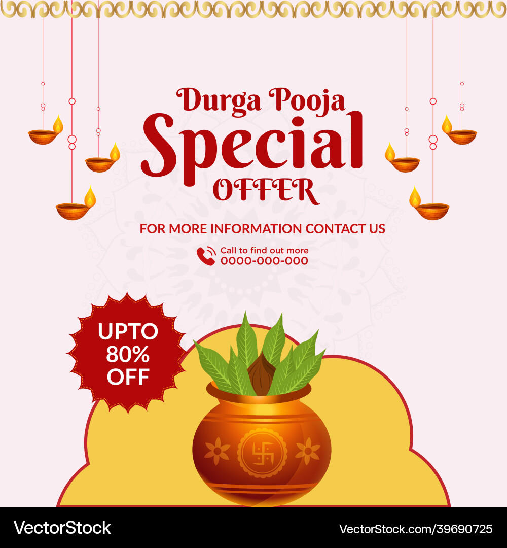 Durga pooja special offer banner design Royalty Free Vector