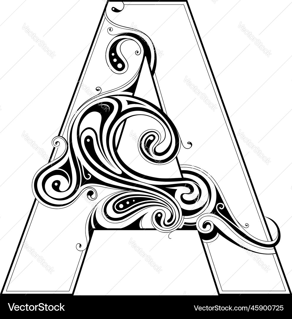 Elegant letter a font Royalty Free Vector Image