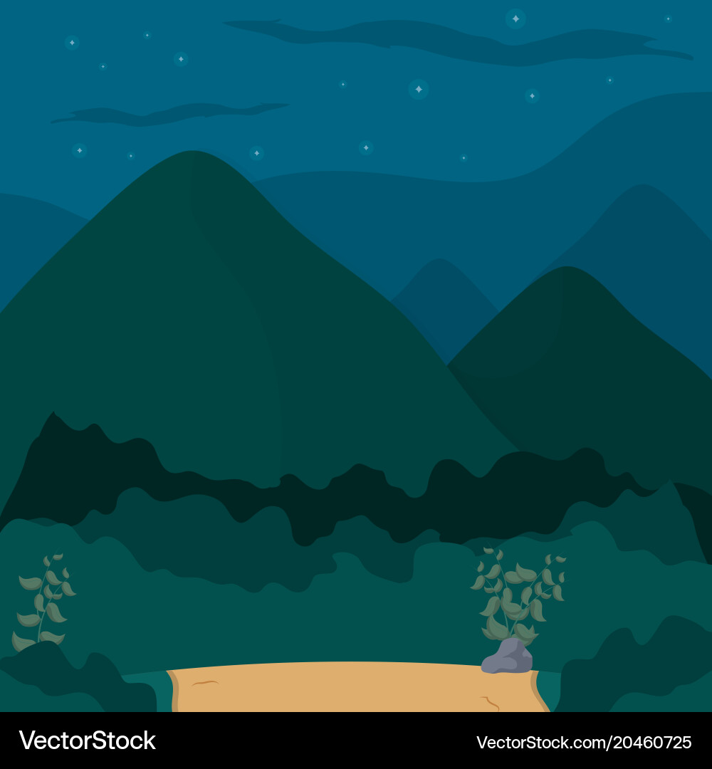 Forest landscape cartoon at night Royalty Free Vector Image