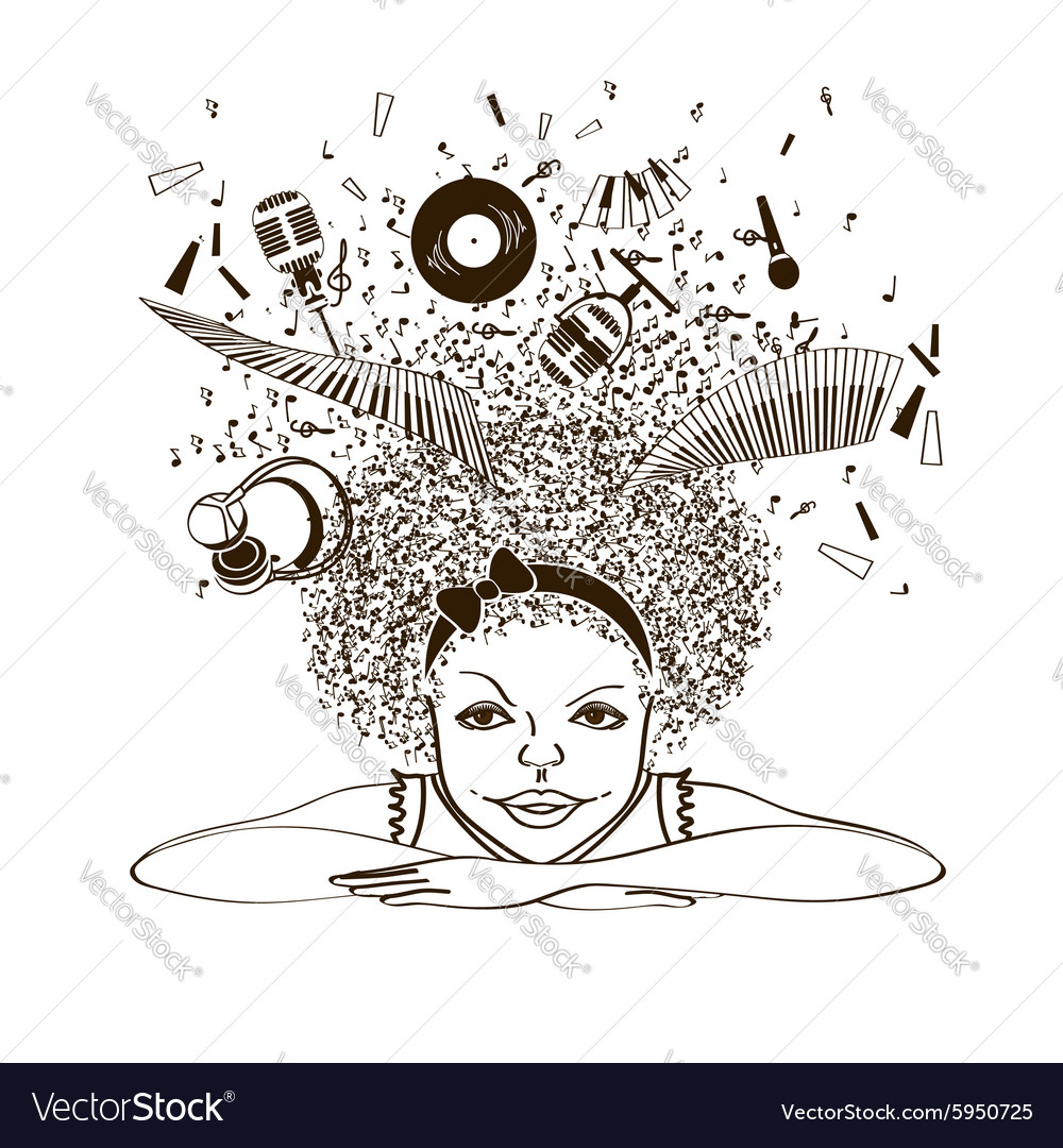 Girl Dreaming To Be A Musician Royalty Free Vector Image