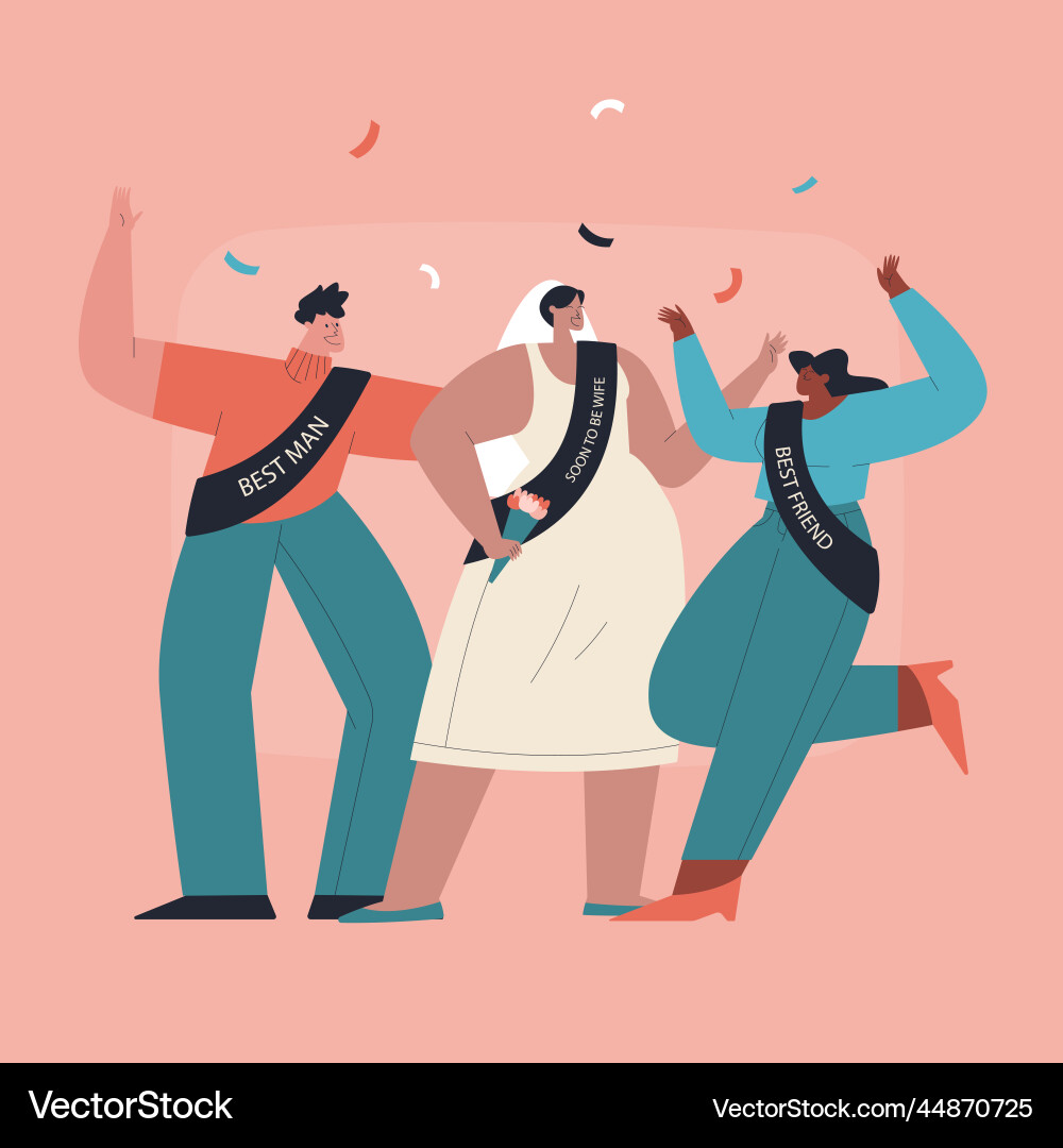 Hand drawn people celebrating bachelor party Vector Image