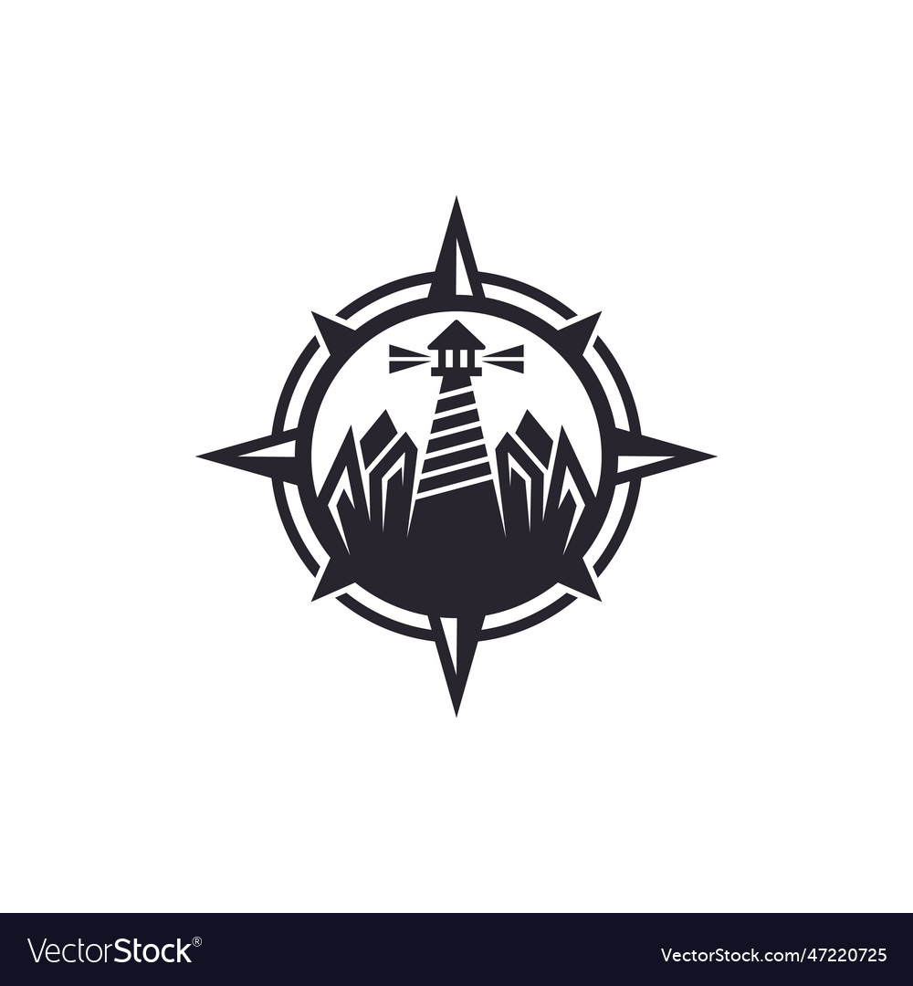 Lighthouse compass navigation creative logo Vector Image