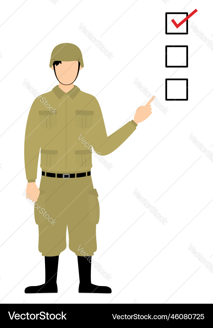 Cartoon Army Soldier Pointing