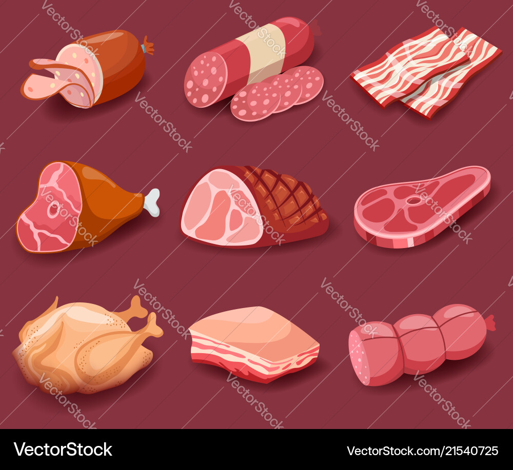 Meat icon set fresh meat icons set Royalty Free Vector Image