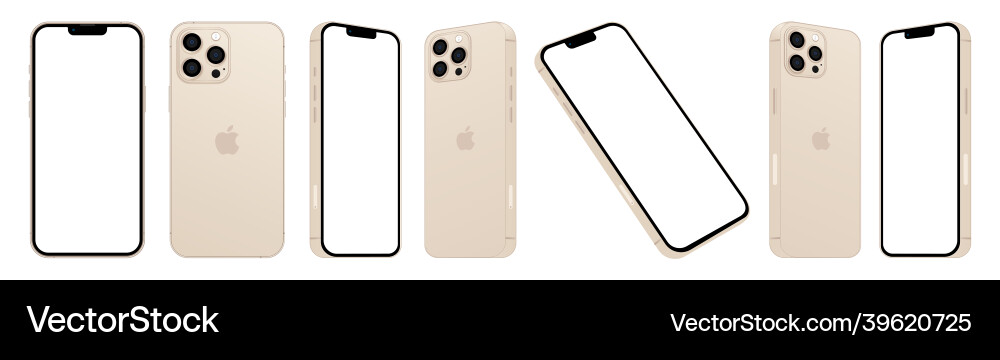 New iphone 13 or phone 13 pro angles Royalty Free Vector