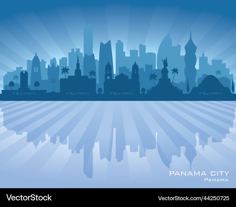 Panama city skyline silhouette Royalty Free Vector Image