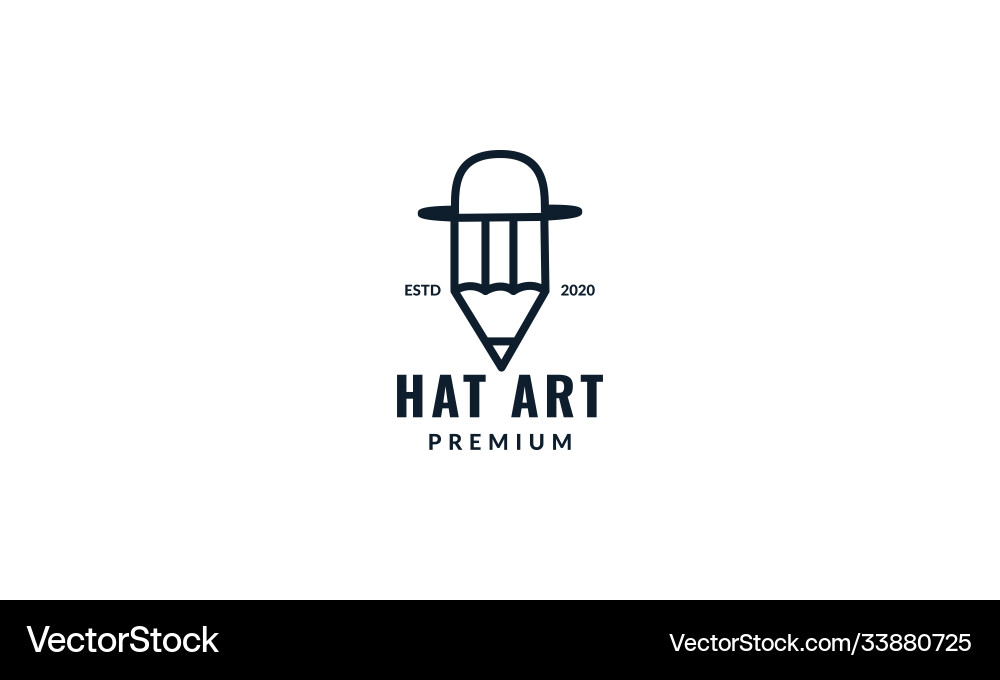 Pencil and hat line logo design icon Royalty Free Vector