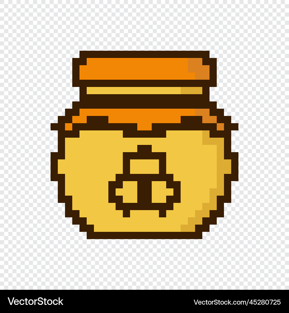 Pixel honey jar cute honey jar 8 bit Royalty Free Vector