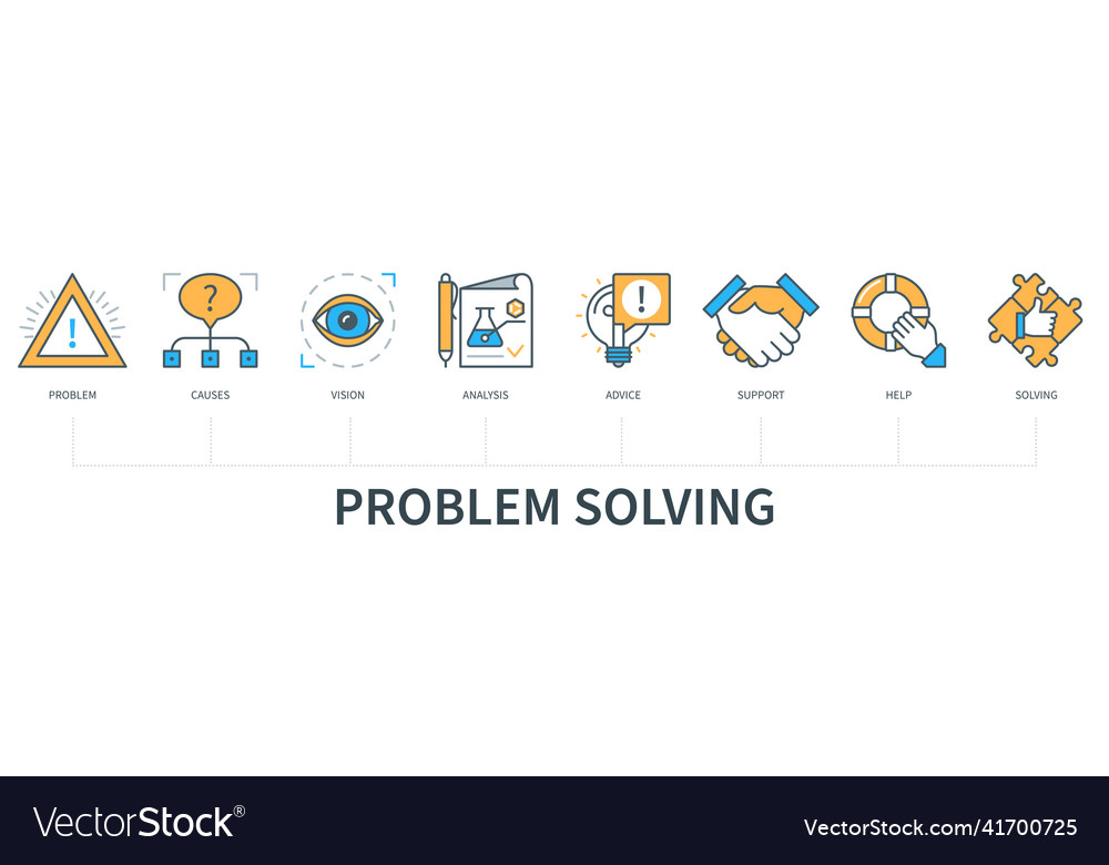 Problem solving concept with icons Royalty Free Vector Image