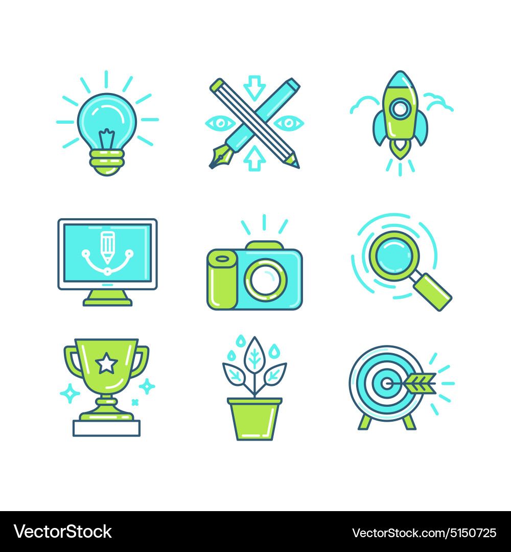 Set linear icons in trendy style Royalty Free Vector Image