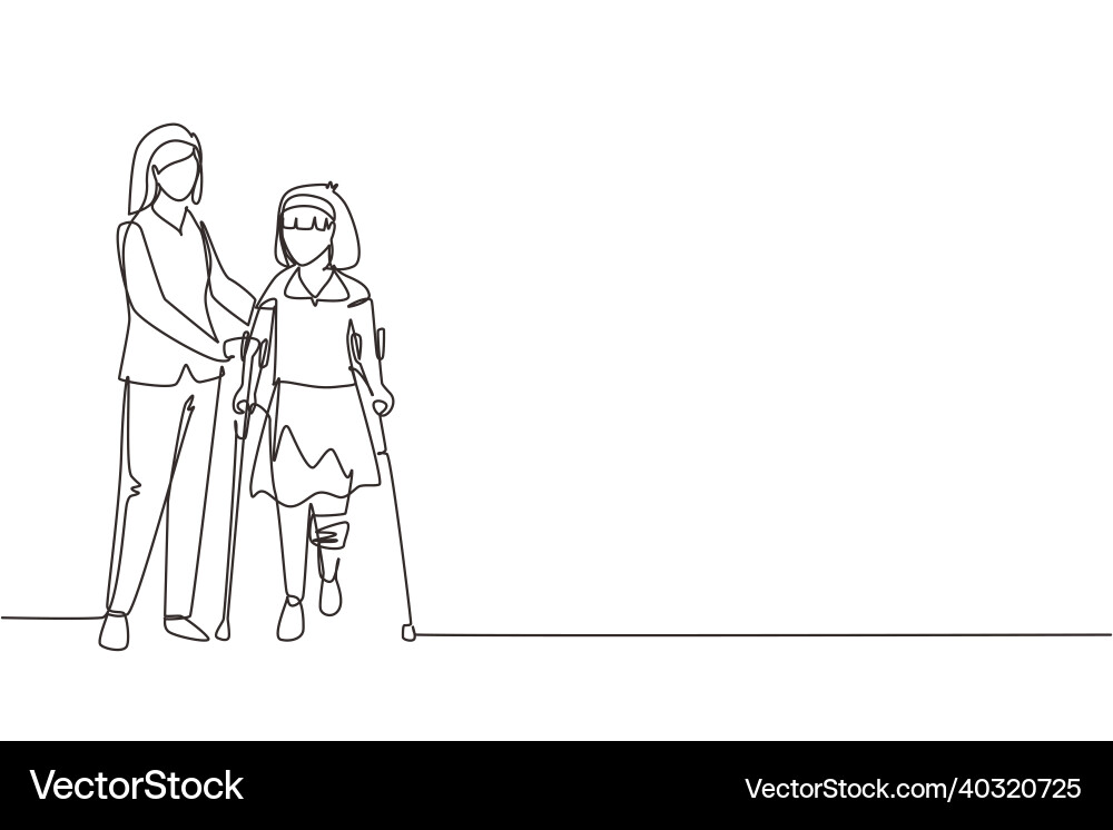 Single continuous line drawing little girl Vector Image