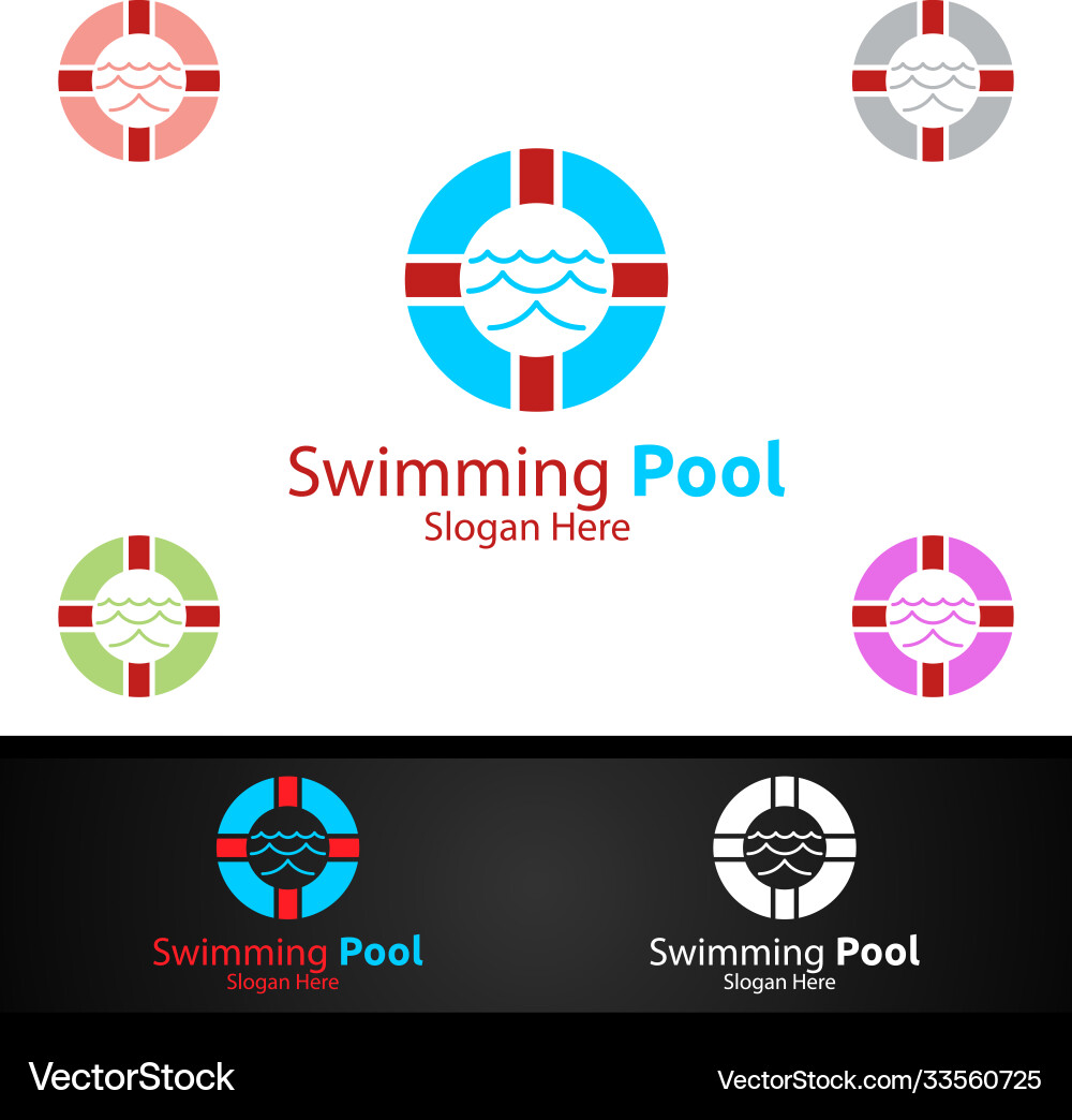 Swimming pool service logo with cleaning Vector Image