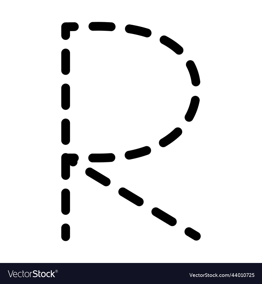 Tracing alphabet letter r prewriting dotted line Vector Image Tracing alphabet letter r prewriting dotted line Vector Image