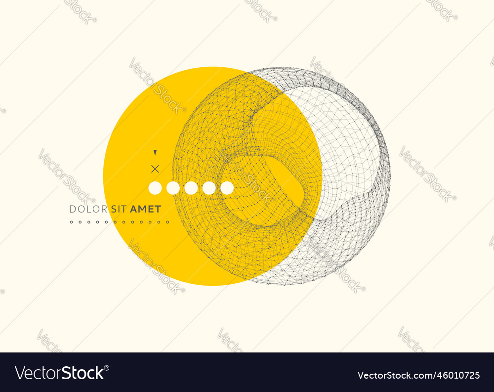 Wireframe object with lines and dots abstract 3d Vector Image
