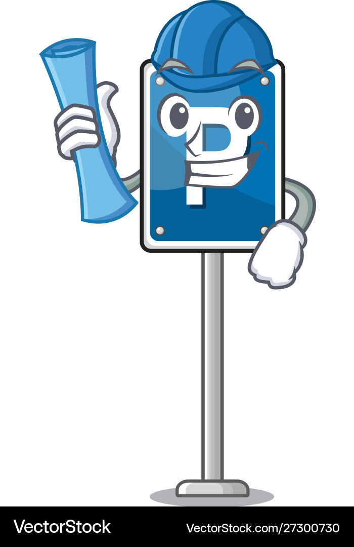 Architect toy parking sign on character table Vector Image