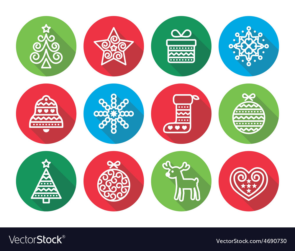 Christmas flat icons - xmas tree present Vector Image
