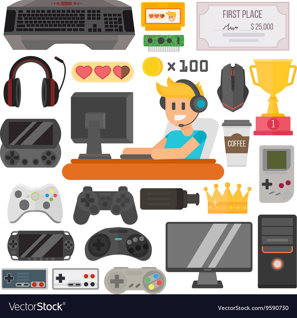 Gaming set Royalty Free Vector Image - VectorStock