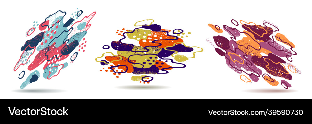Hand drawn art abstract shapes compositions set Vector Image