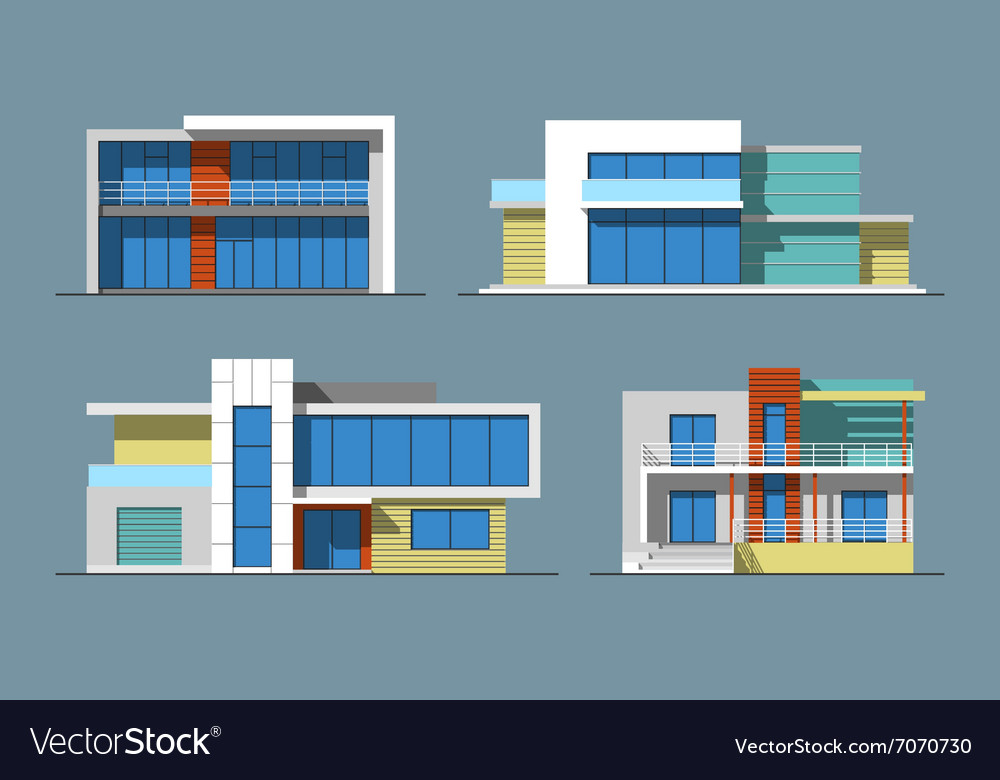 Houses linear 7 color Royalty Free Vector Image