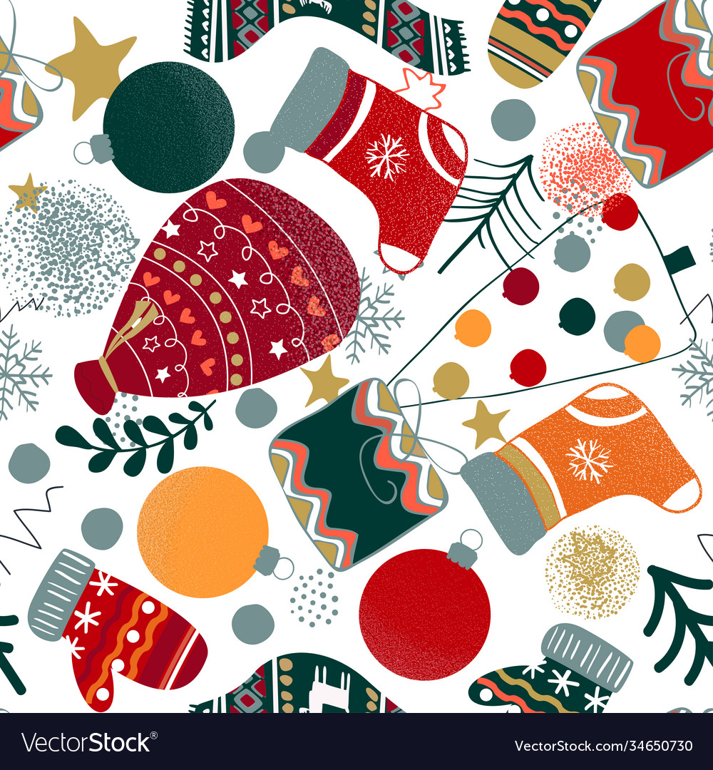 Merry christmas and happy new year 2021 seamless Vector Image
