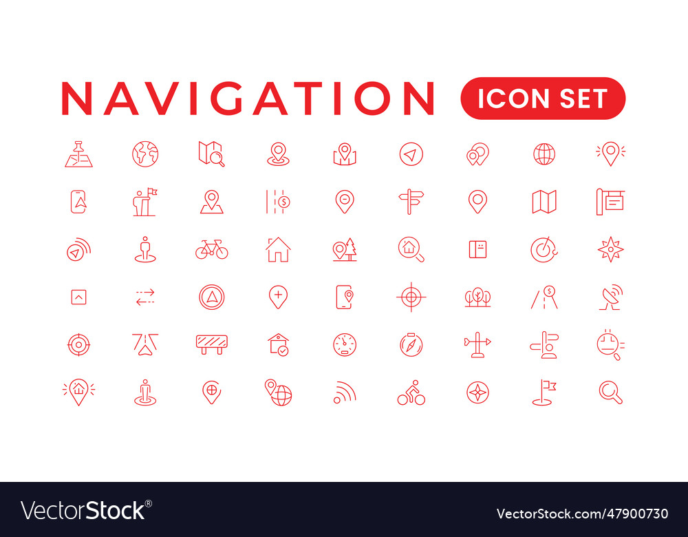 Navigation location gps elements - thin line web Vector Image