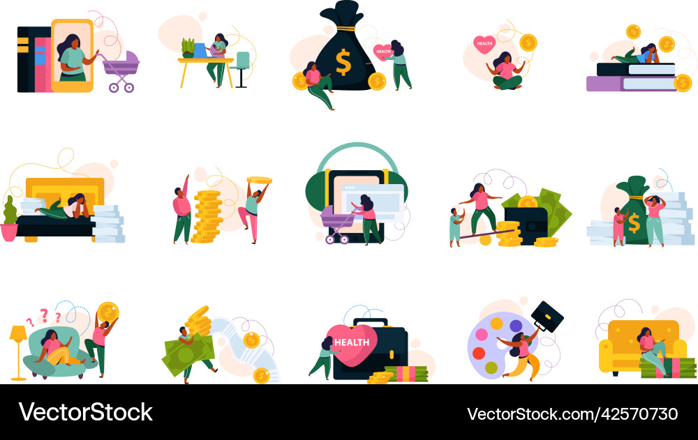 People earning money set Royalty Free Vector Image