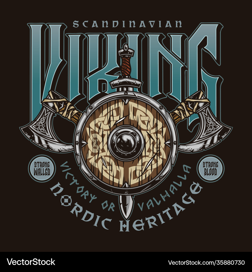 Scandinavian viking vintage label Royalty Free Vector Image