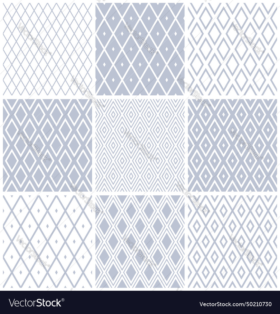 Seamless diamonds patterns set Royalty Free Vector Image
