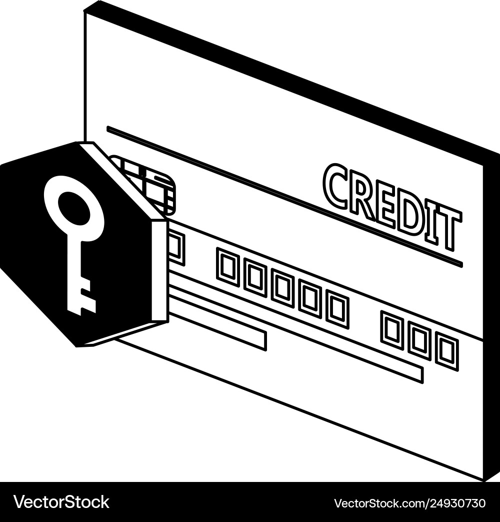 Security credit card in black and white Royalty Free Vector