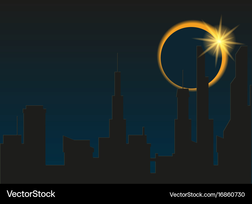 Total eclipse of the sun in city Royalty Free Vector Image