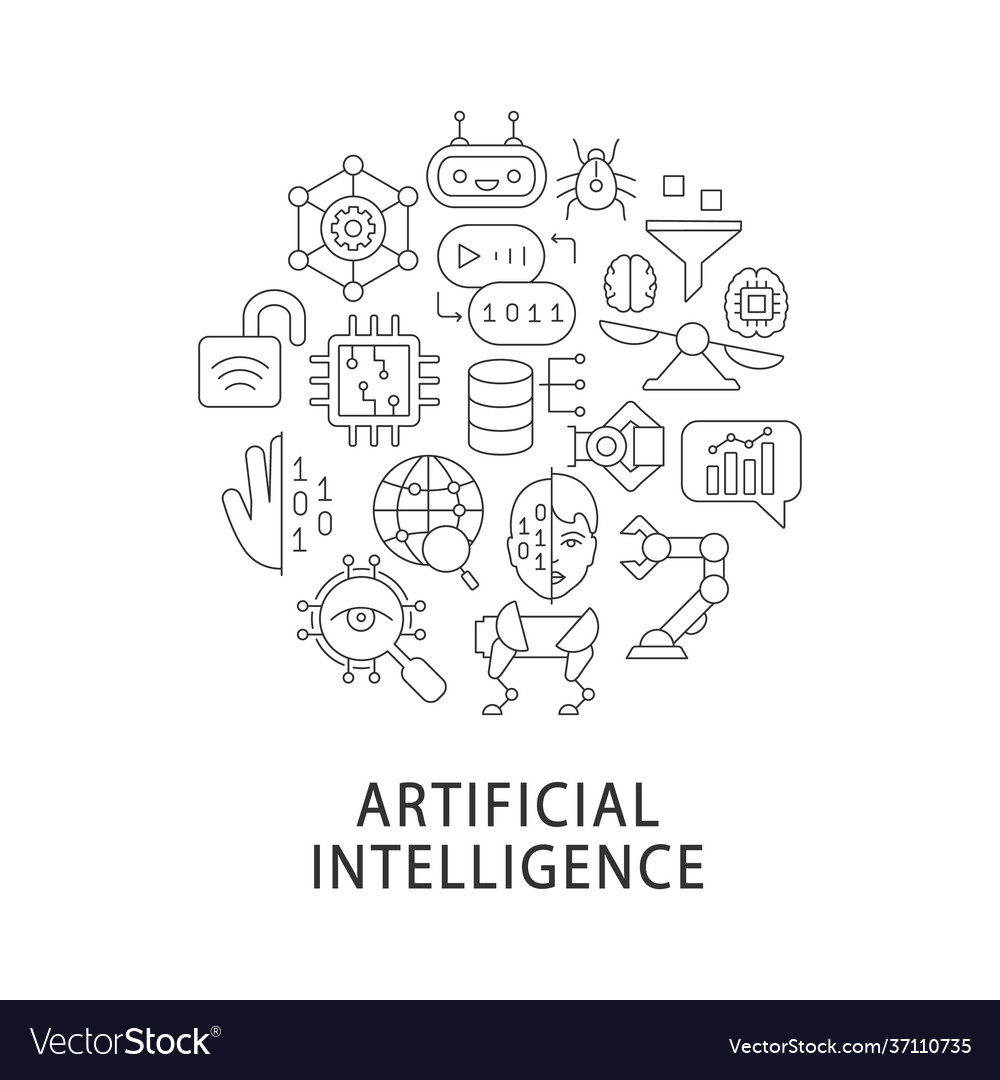 Artificial intelligence abstract linear concept Vector Image