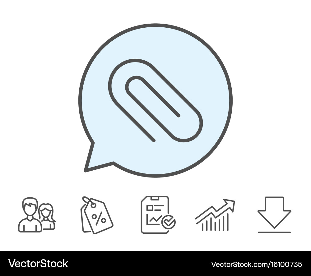 Attach line icon attachment paper clip sign Vector Image