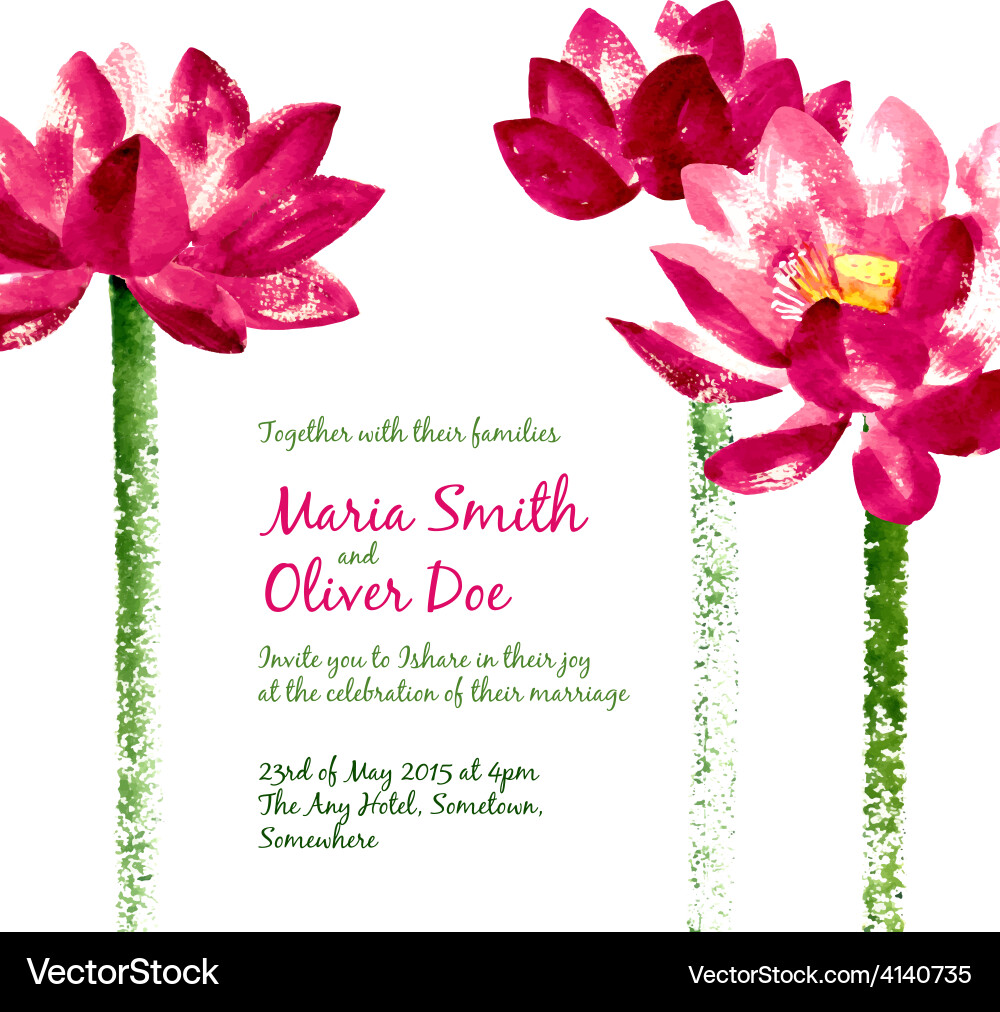 Background with red watercolor lotus Royalty Free Vector